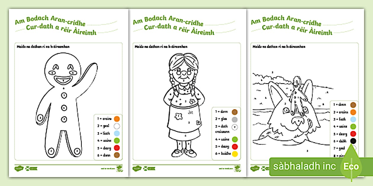Am Bodach Aran-cridhe - Cur Dath a rèir Àireimh - Twinkl