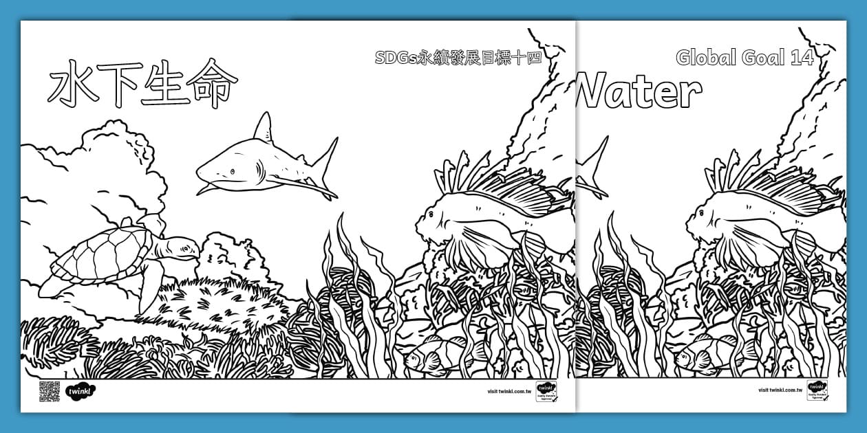 SDGs Life Below Water Coloring Activity | 中英雙語