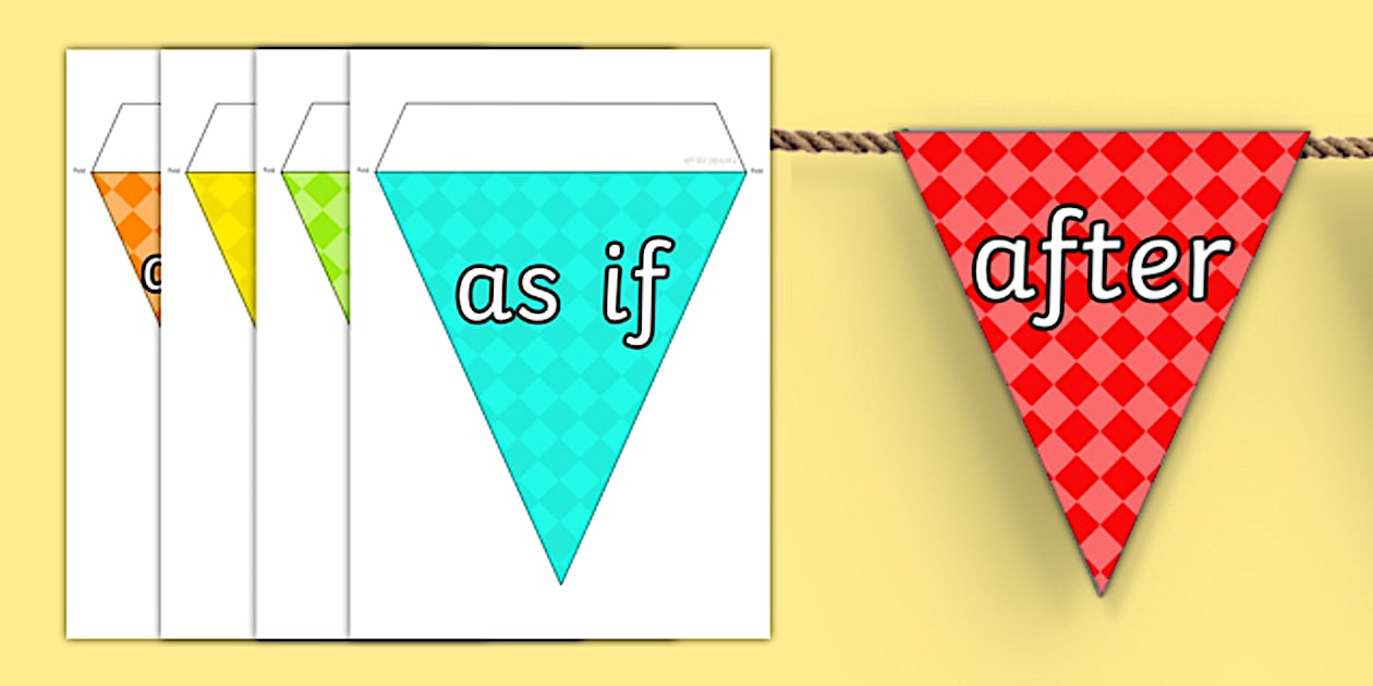 Cursive Conjunctions on Bunting Multicolour (teacher made)