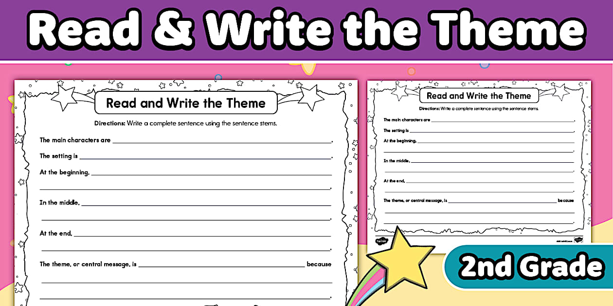 Read and Write the Theme Paragraph Graphic Organizer for 2nd