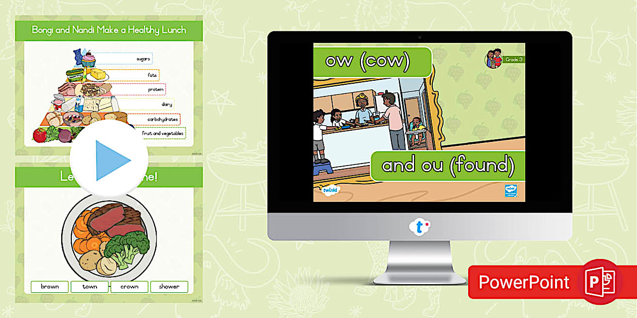 Grade 3 Phonics ow (cow) ou (found) Powerpoint Presentation