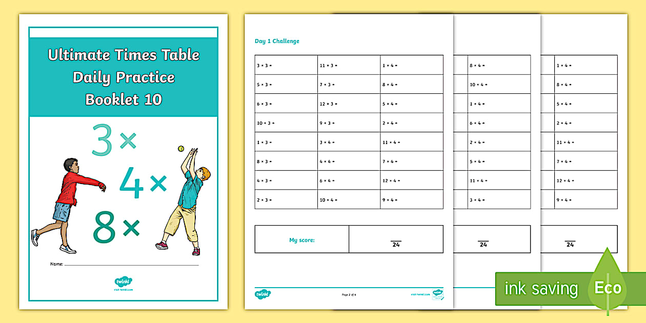 Ultimate Times Table Daily Practice 10 Booklet - - Twinkl