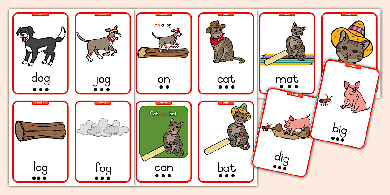 Rhyme and Read Flashcards: Dog Can Jog (teacher made)