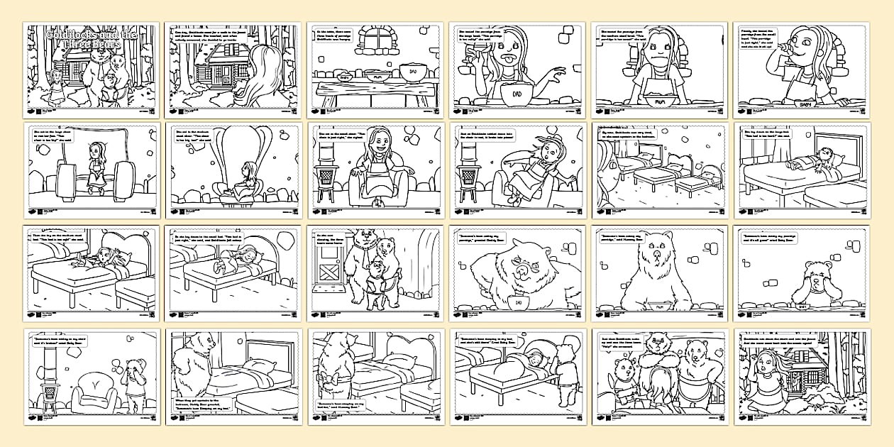 KS1 Goldilocks Coloring Sheets For Girls and Boys - Twinkl