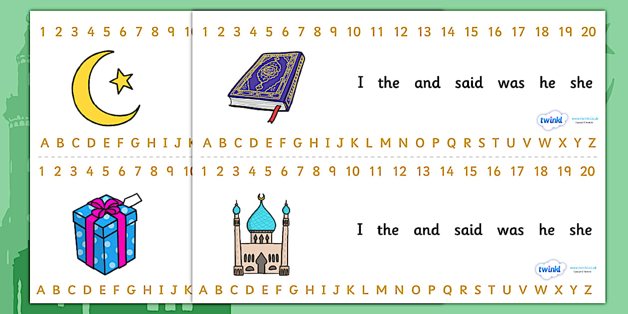 Editable Eid Combined Number Alphabet Strips - Twinkl