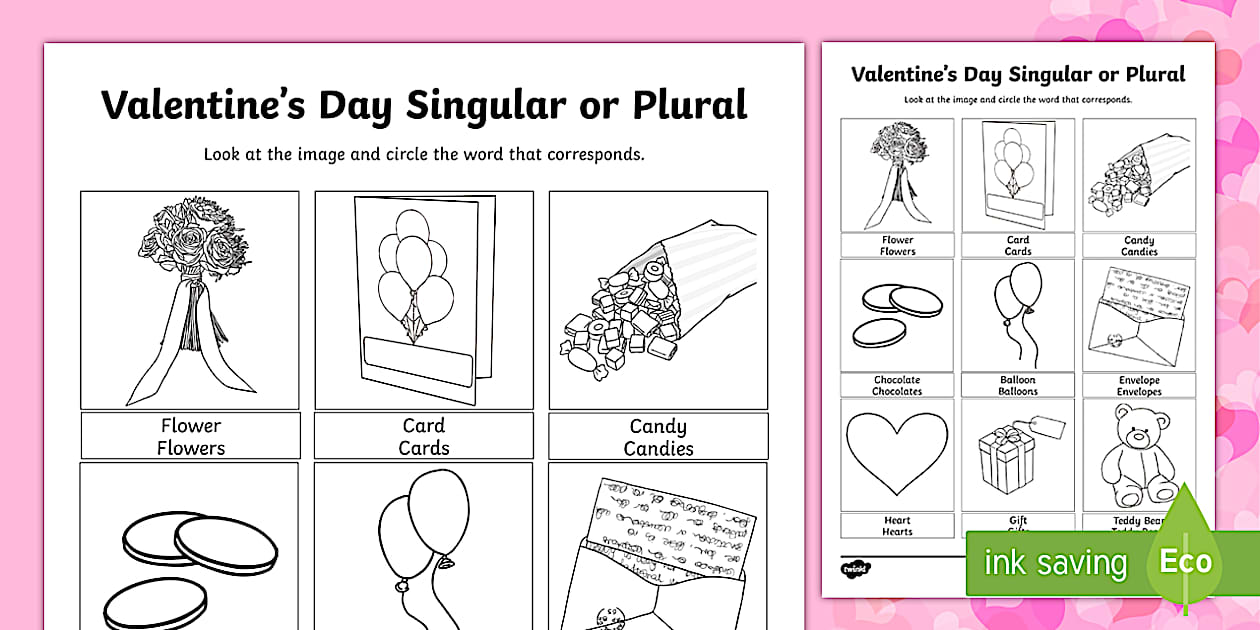 Singular or Plural Valentine's Day Activity (Teacher-Made)