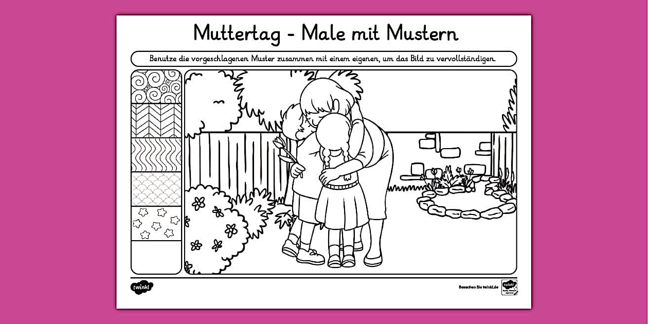 Muttertag - Male mit Mustern Arbeitsblatt (professor feito)