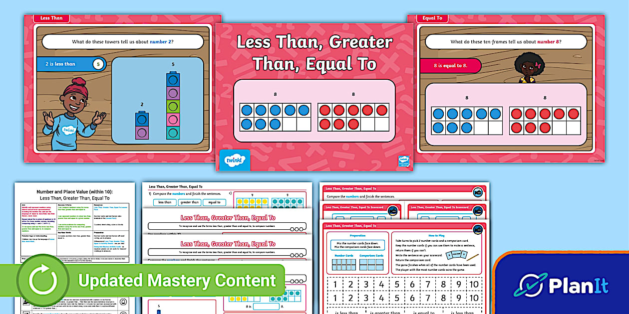 👉 Y1 Less Than Greater Than Equal To Planit Maths Lesson 17