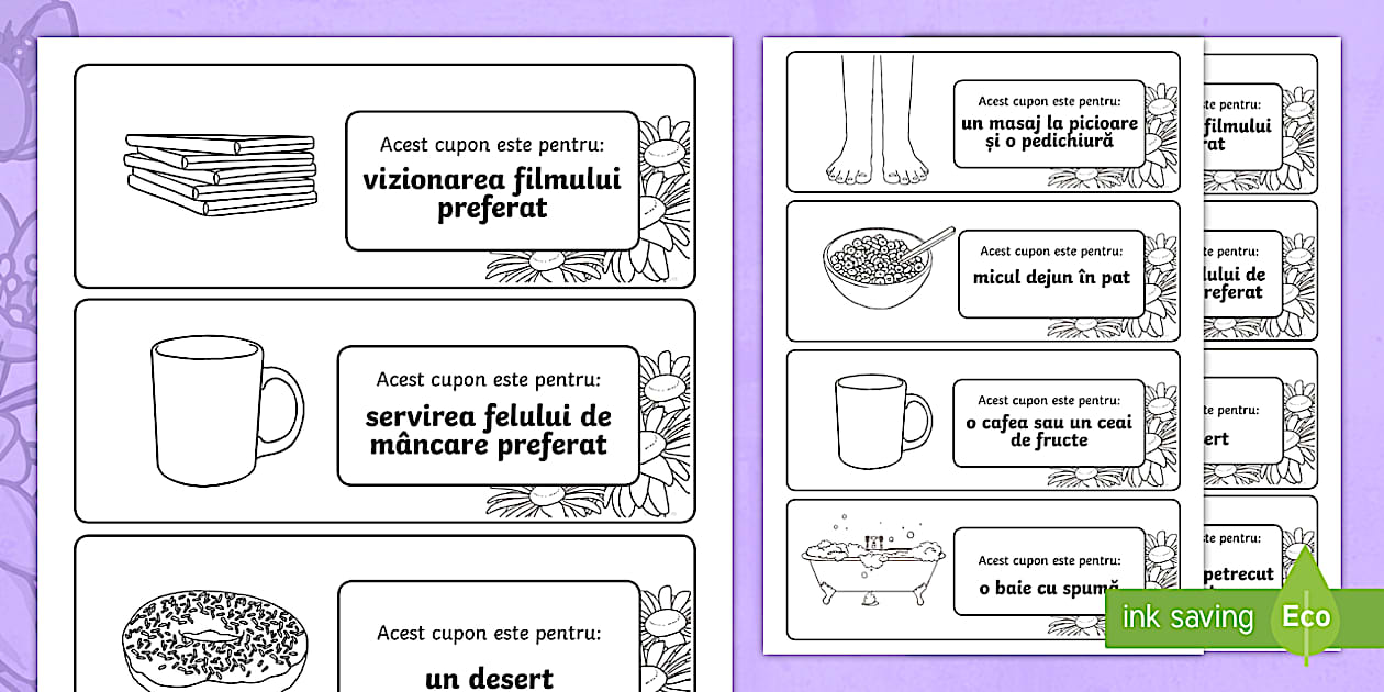 Cupoane pentru Ziua Mamei - Activitate (teacher made)