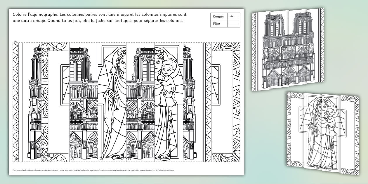 Agamographe à colorier : Notre Dame (teacher made) - Twinkl