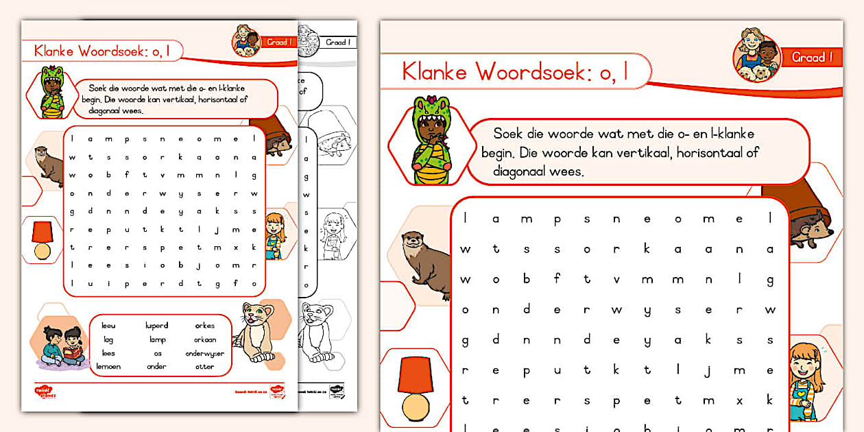Graad 1 Klanke Woordsoek o, l (teacher made) - Twinkl