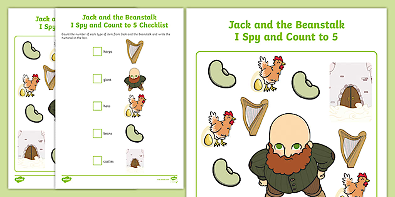 👉 Jack and the Beanstalk I Spy and Count to 5 - Twinkl