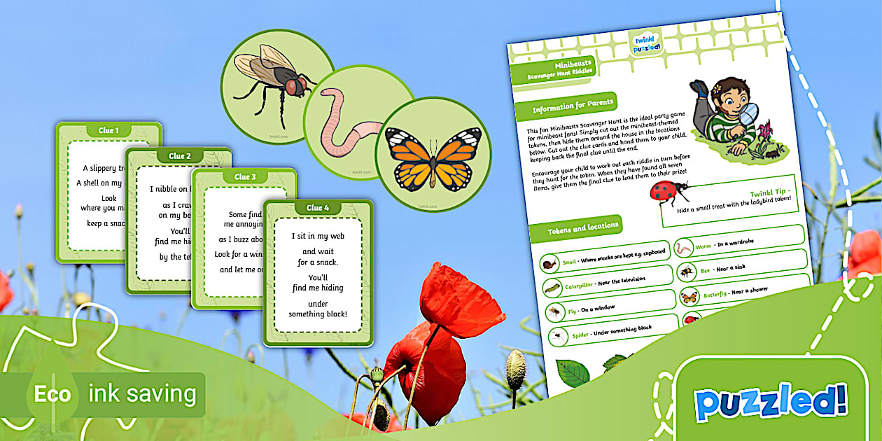 Insect Scavenger Hunt Riddles - Twinkl Puzzled - Twinkl
