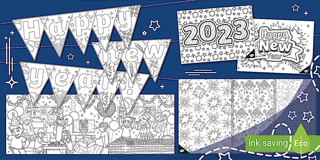 New Year Family Collaborative Colouring