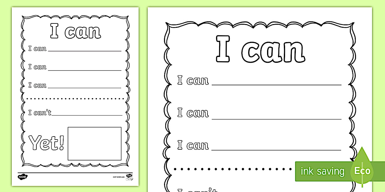 Editable Growth Mindset Affirmation Activity: I Can - Twinkl