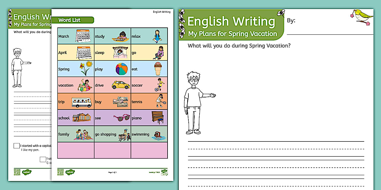 春休みについて書こう！小学校英語のライティング Plan for Spring Vacation Writing and Presentation