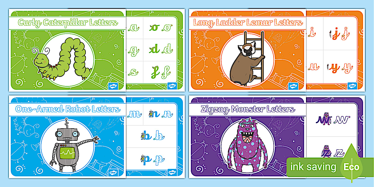 Handwriting Continuous Cursive Letter Family Display Posters