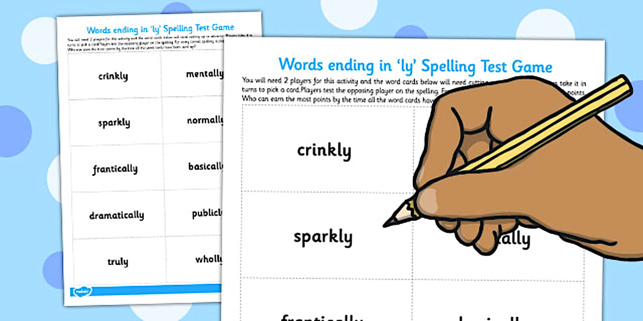 Spelling Test Game Words Ending in 'ly' (teacher made)
