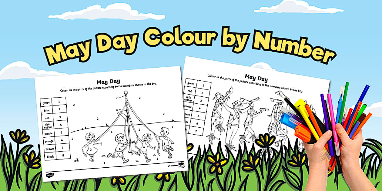 Fun May Day Worksheet | Colour By Numbers | Twinkl Resources