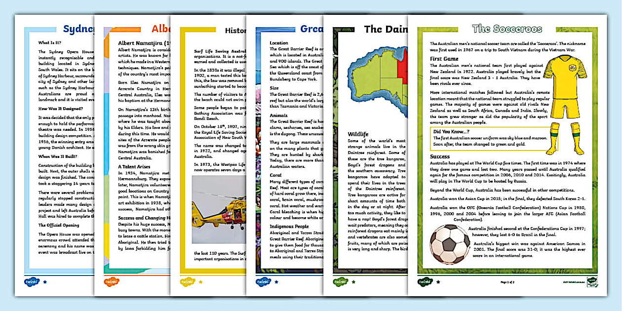 Answering Comprehension Questions Worksheets | Australia