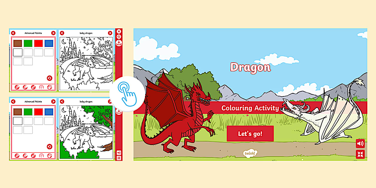 Dragons Interactive Colouring (teacher made) - Twinkl
