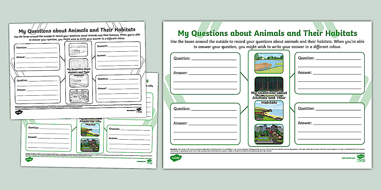 My Questions about Animals and Their Habitats Mind Map