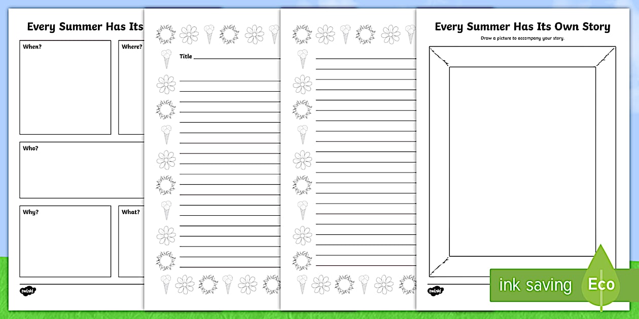 Stories About Summer for Children | Writing Template