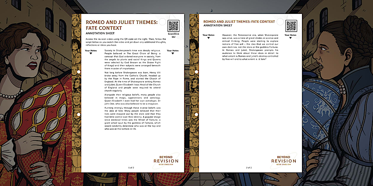 Romeo and Juliet: Themes - Fate Context Annotation Sheet