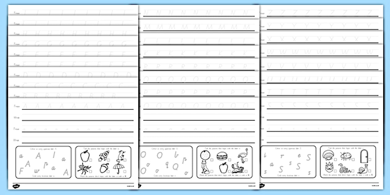 Australian Alphabet Worksheets: Tracing and Reading - Twinkl