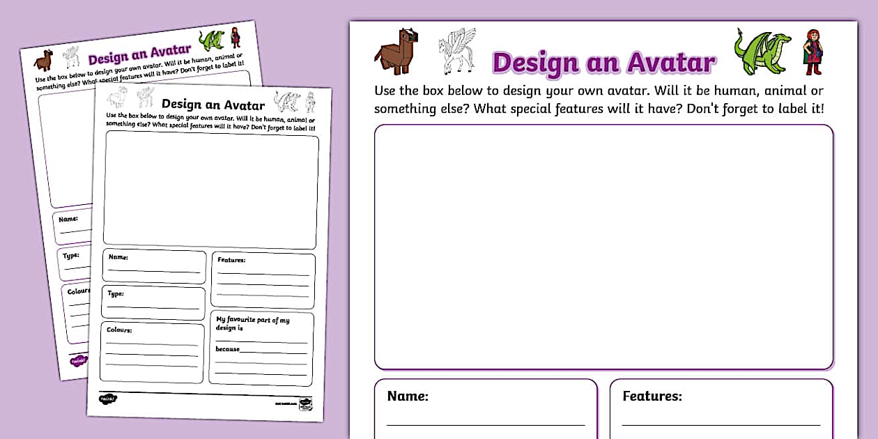KS1 Design an Avatar Worksheet (teacher made) - Twinkl