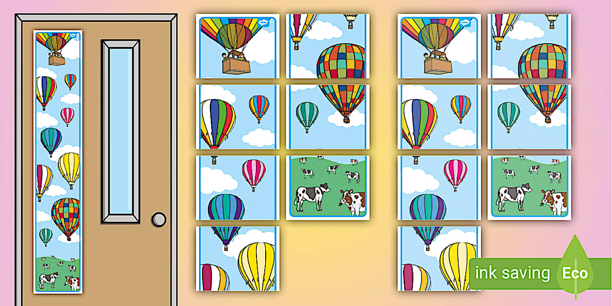 Hot Air Balloon Vertical Door Banner (Teacher-Made) - Twinkl