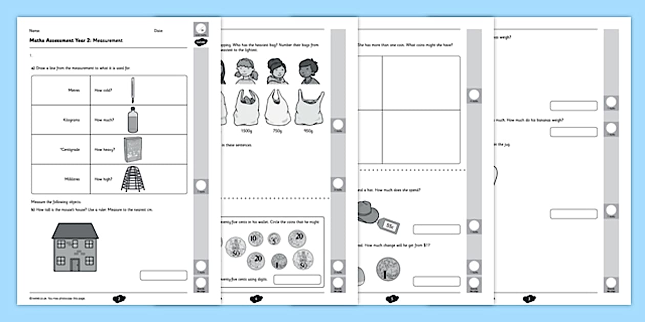 Year 2 Maths Assessment Measurement (teacher made) - Twinkl