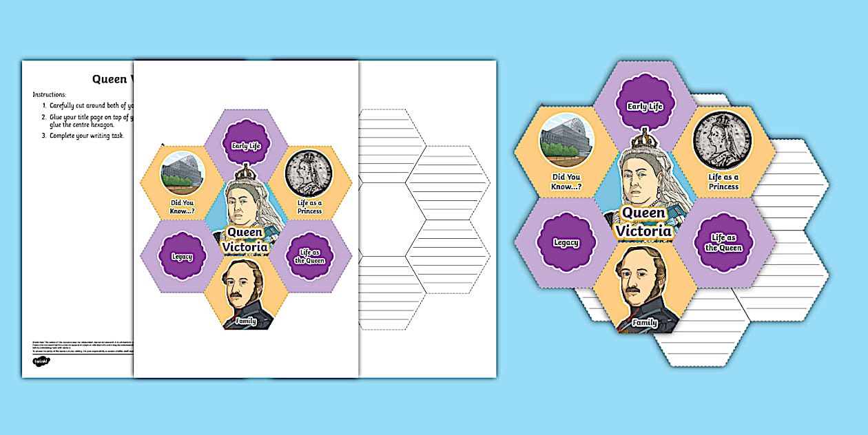 Queen Victoria Hexagon Writing Template (teacher made)