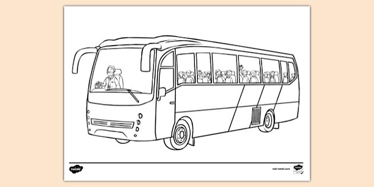 Children On A Bus Colouring Sheet | Colouring Sheets