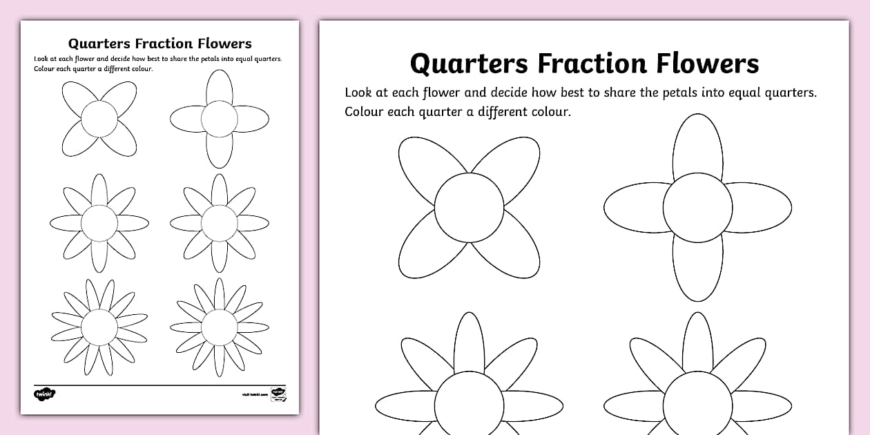 Quarters Fraction Flowers Activity Sheet (teacher made)