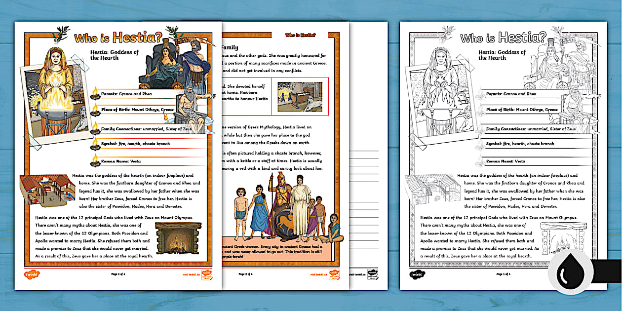 Hestia Greek God Intermediate Reading Comprehension - Twinkl