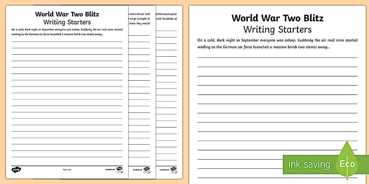 WW2 Short Stories Blitz Writing Starters - Twinkl
