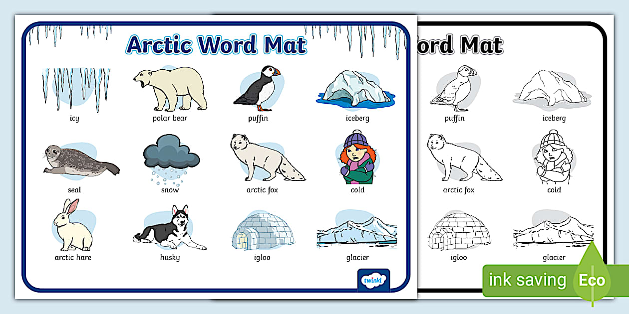 Arctic Word Mat (Teacher-Made) - Twinkl