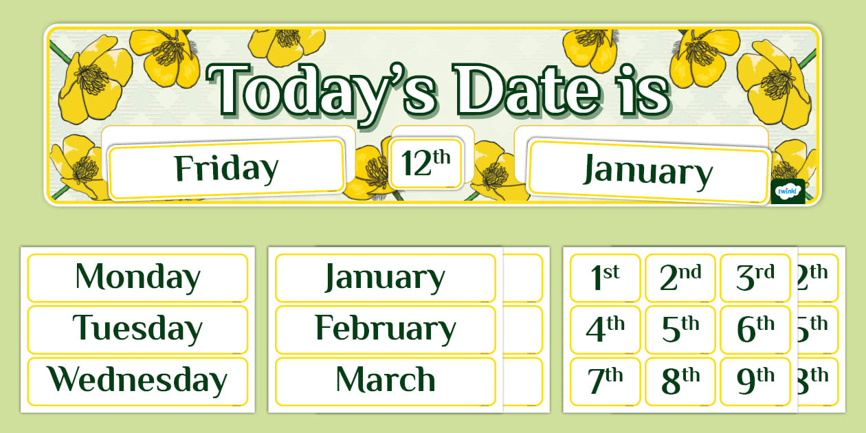 Buttercup-Themed Today's Date Display Pack - Twinkl