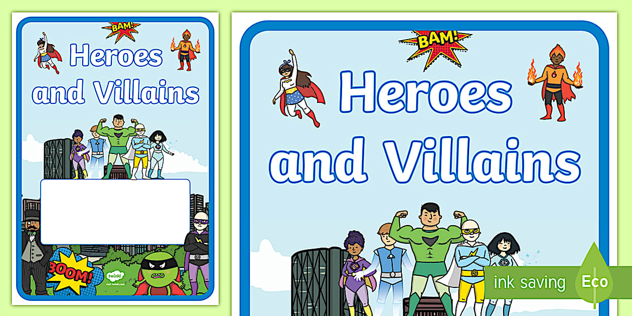 Editable Heroes and Villains Book Cover - Twinkl