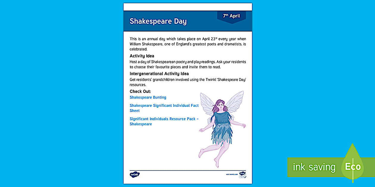 Shakespeare Day Adult Guidance - Twinkl