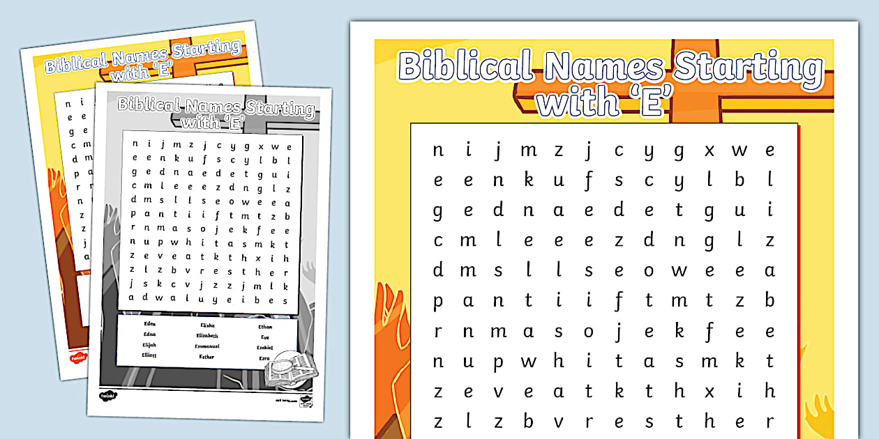 Biblical Names Starting with 'E' Word Search (teacher made)