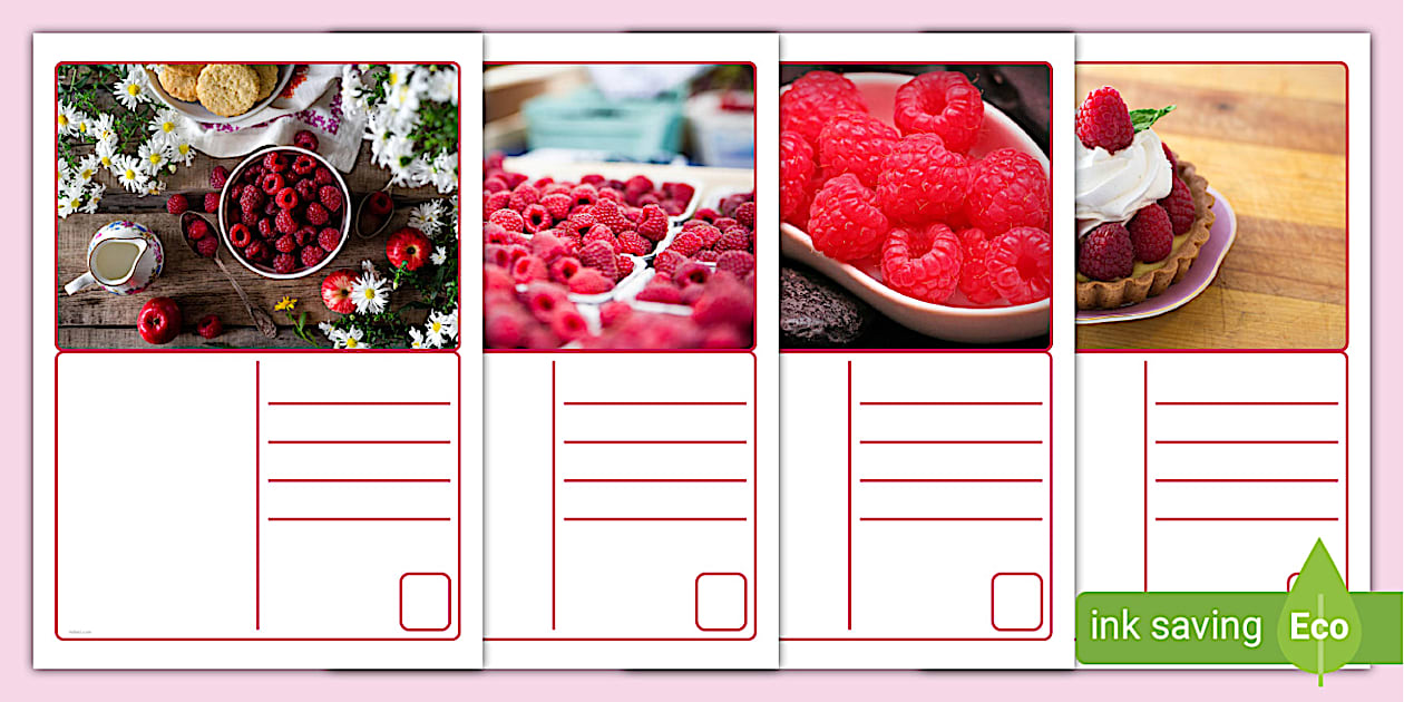 Colourful Raspberry Postcards | Twinkl | KS1 | Stationery