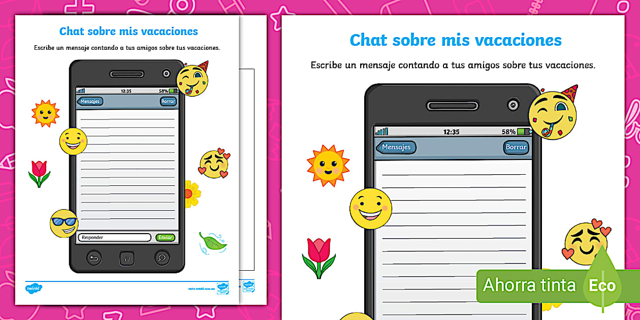 😊 Mis vacaciones - Chat con emojis (teacher made)