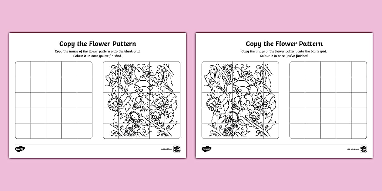 Copy the Flower Pattern Worksheet (Teacher-Made) - Twinkl