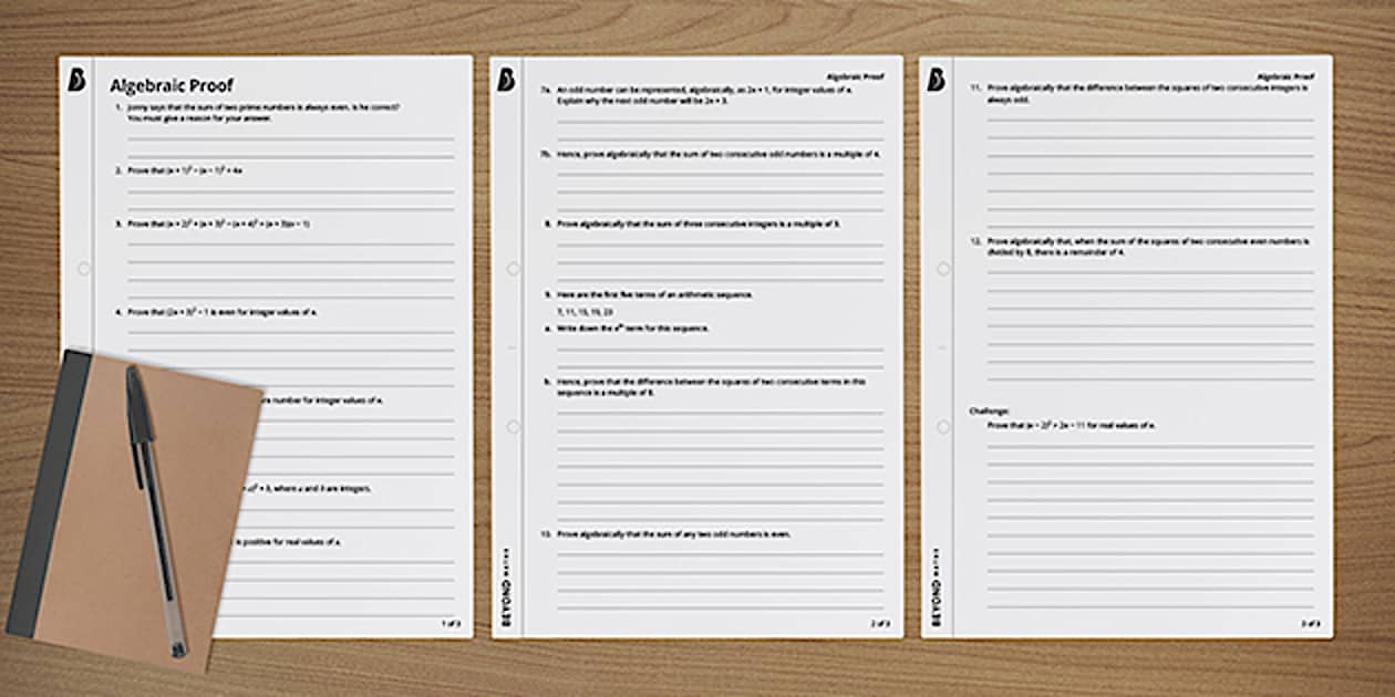 👉 Algebraic Proof Worksheet | KS4 Maths | Beyond - Twinkl