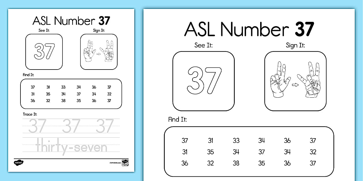 ASL Number 37 Worksheet