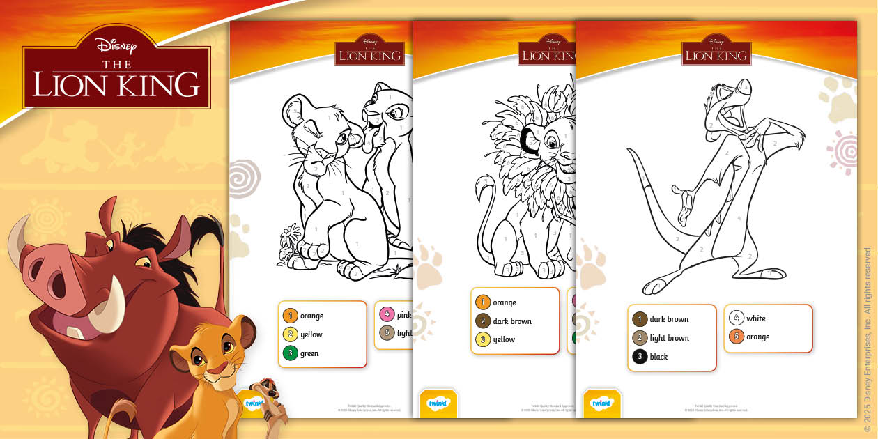 👉 The Lion King: Colour By Number | Disney | Twinkl