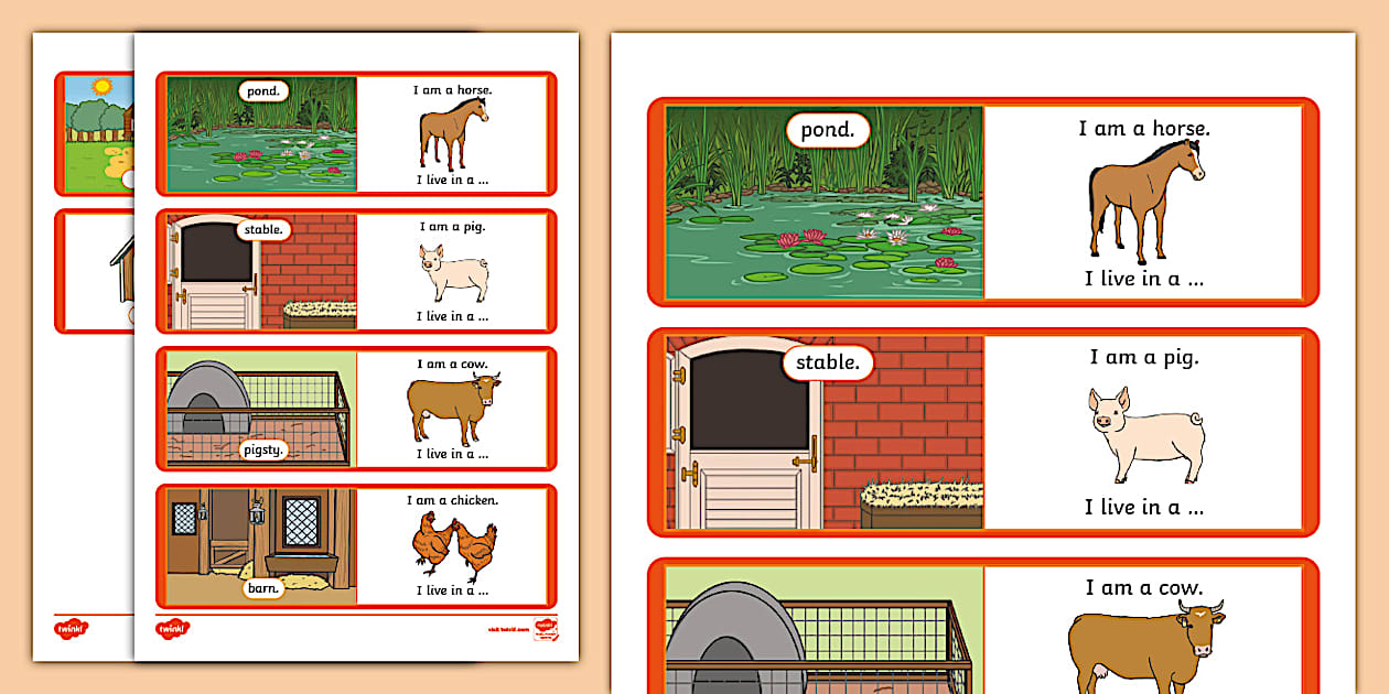 Farm Animals and Their Homes Loop Cards - Twinkl - KS1