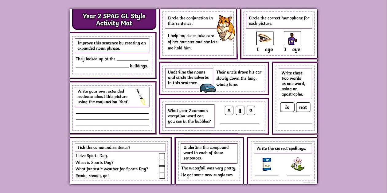 Year 2 SPAG GL Style Activity Mat (Teacher-Made) - Twinkl